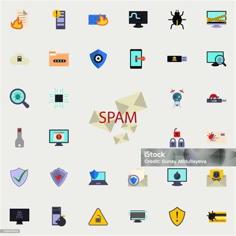편지 아이콘의 스팸입니다 웹 및 모바일에 대 한 보편적인 바이러스 바이러스 백신 아이콘 설정 개념에 대한 스톡 벡터 아트 및 기타 이미지 Istock
