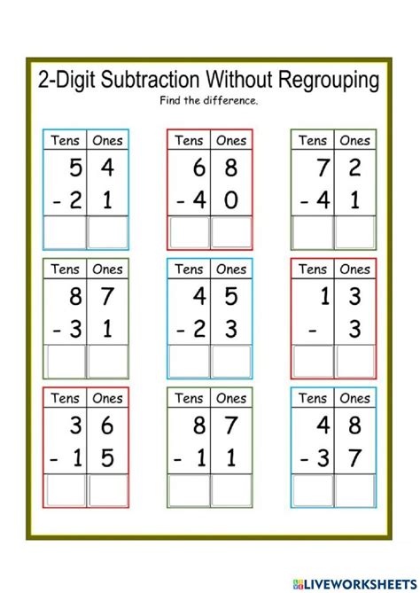 Subtractions Worksheet For 2 Subtraction Basic Math Worksheets Math Subtraction Worksheets