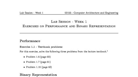 Lab Session Week 1 02155 Computer Architecture Exercises On Performance