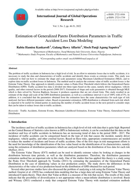 Pdf Estimation Of Generalized Pareto Distribution Parameters In