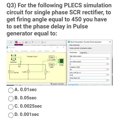 Solved Q3 For The Following Plecs Simulation Circuit For