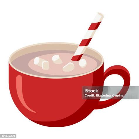 마시멜로와 코코아의 머그잔 플랫 스타일 계절의 겨울 음료 로고 스티커 인쇄 레시피 메뉴 카페 장식 및 장식을위한 빨대 아이콘이