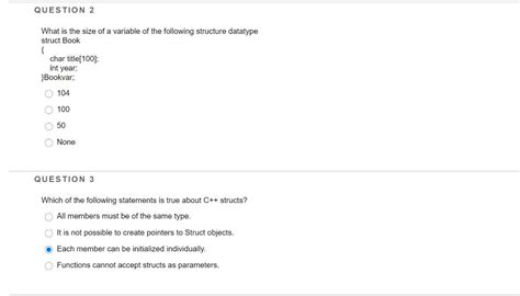 Solved Question 2 What Is The Size Of A Variable Of The
