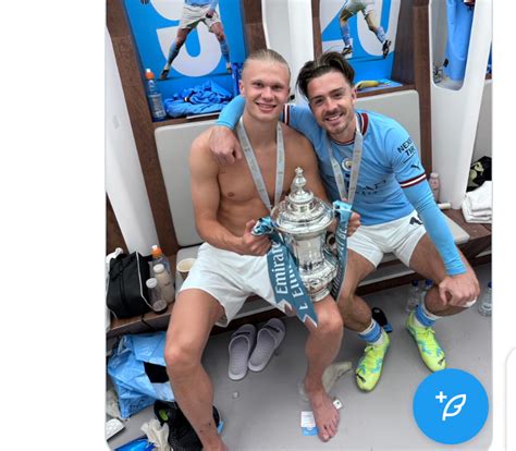 2 Down1 To Go Erling Haaland Pose Shirtless With Fa Cup Trophy As