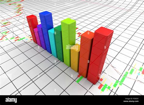 Colorful 3d Block Chart Graph High Resolution Render With Candlesticks Chart Background Stock