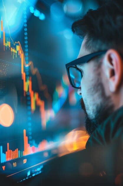 Premium Photo A Man With Glasses Looking At A Graph That Says Graph