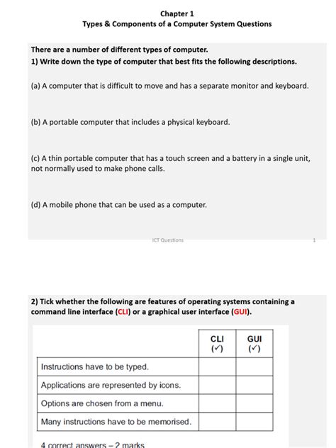 Chapter 1 Types And Components Of A Computer System Questions Pdf