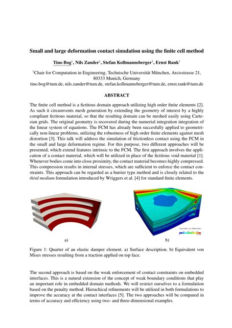 Pdf Small And Large Deformation Contact Simulation Using The Finite