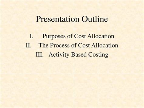 Ppt Chapter 6 Cost Allocation And Activity Based Costing Powerpoint