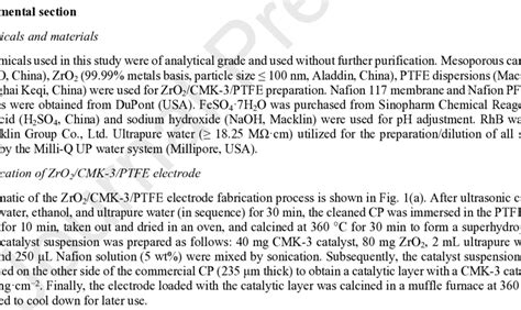 A The Fabrication Process Of The Zro 2 Cmk 3 Ptfe Cathode B
