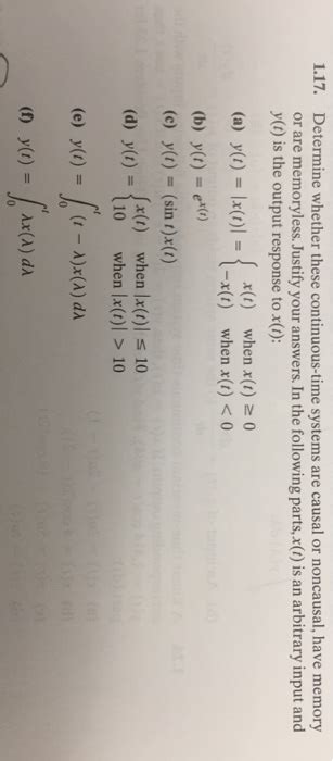 Solved For Each Of The Systems In Problem 1 17 Determine Chegg Com