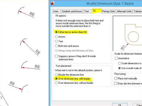 Radial Dimension Display Circle At Arrow Head Autocad 2d Drafting Object Properties