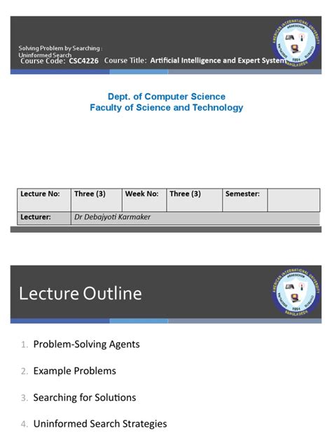 Ai Lecture 03 Uninformed Search Pdf Algorithms Computer Programming