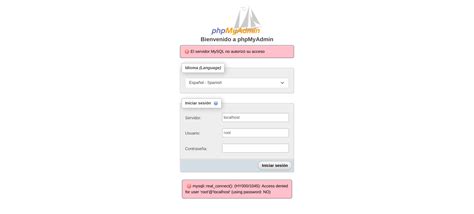 Login Acceso Denegado De Rootlocalhost En Phpmyadmin Xampp Stack