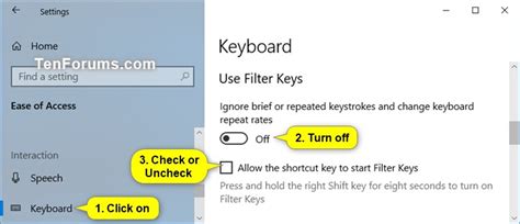 Turn On Or Off Filter Keys In Windows 10 Tutorials