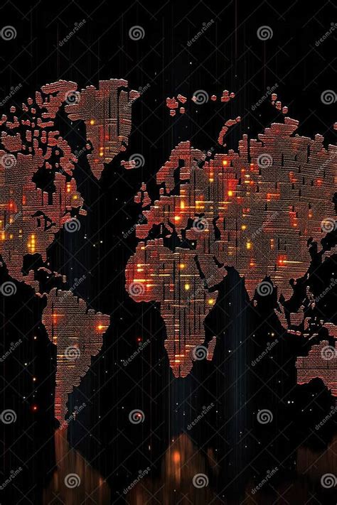 Binary Code Digital World Map On Dark Background Stock Illustration Illustration Of Global