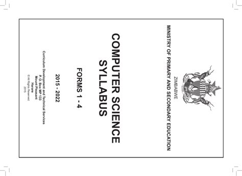 Computer Science Syllabus Forms 1 4 Zimbabwe