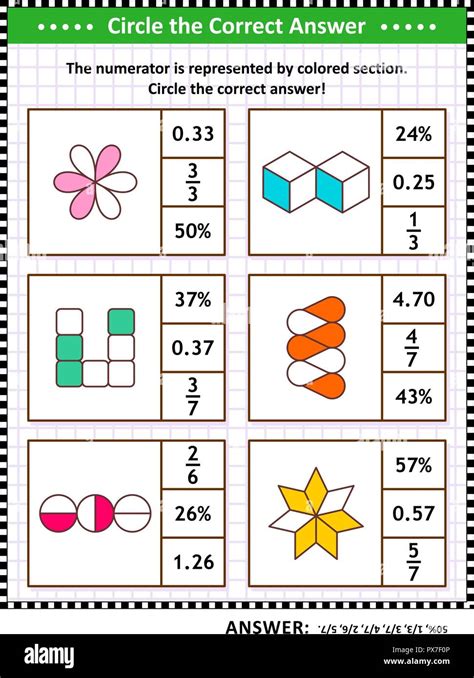 Math Skills Training Visual Puzzle Or Worksheet Circle The Correct