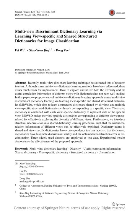 Multi View Discriminant Dictionary Learning Via Learning View Specific And Shared Structured
