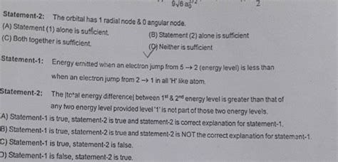 Statement 2 The Orbital Has 1 Radial Node And 0 Angular Node Filo