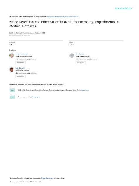 Noise Detection And Elimination In Data Proprocess Pdf Machine