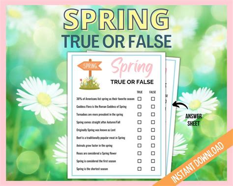 Spring True Or False Worksheets Library