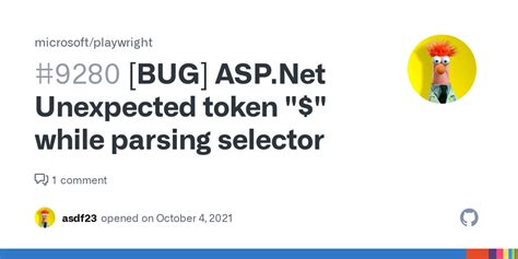 Bug Aspnet Unexpected Token While Parsing Selector · Issue 9280 · Microsoftplaywright
