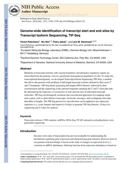Pdf Genome Wide Identification Of Transcript Start And End Sites By Transcript Isoform Sequencing