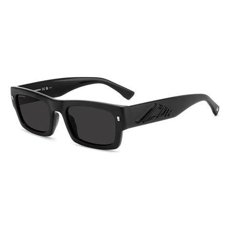 Dsquared2 Mens Rectangle Sunglasses Unisex Matte Black Flannels