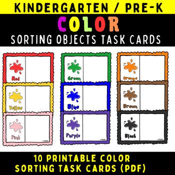 Color Sorting Task Cards For Independent Work Sort Tiny Objects By Color