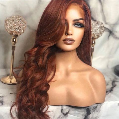 Reddish Brown Body Wave 13x4 Lace Front Wig Copper Color 4x4 Lace Human
