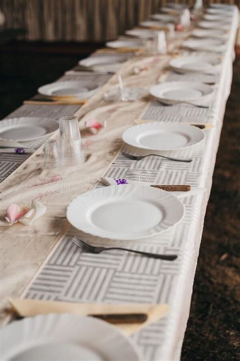 Vertical Shot Of Table Setting At A Wedding Venue Stock Image Image Of Decor Romantic 261452203