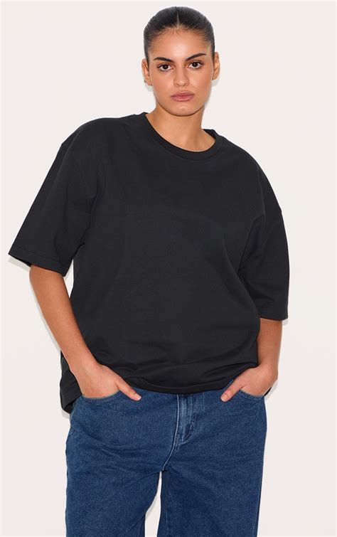 Plus Washed Black Premium Cotton Oversized T Shirt Plus Size