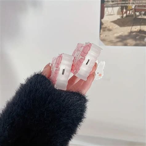 재미있는 캔디 귀여운 꽃 토끼 패턴 실리콘 이어폰 보호 케이스 애플 에어팟 123propro Temu Korea