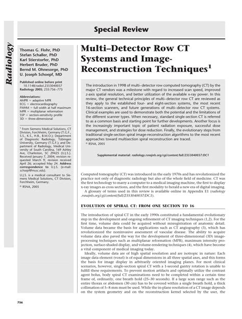Pdf Multi Detector Row Ct Systems And Image Reconstruction Techniques1