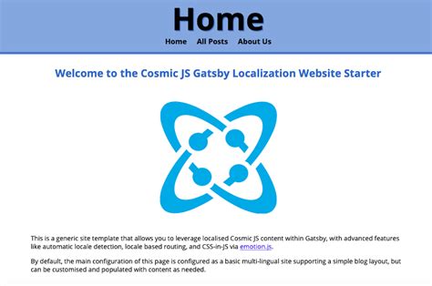Gatsby Localization App Starter Templates Cosmic