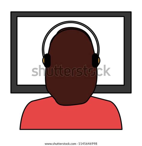 Call Center Woman Headset Display Stock Vector Royalty Free