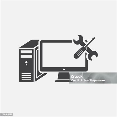 컴퓨터 복구 글리프 아이콘입니다 흑백 스타일의 디자인 심플한 요소 웹 및 모바일용 검은색 컴퓨터 수리 아이콘입니다 컴퓨터 컬렉션