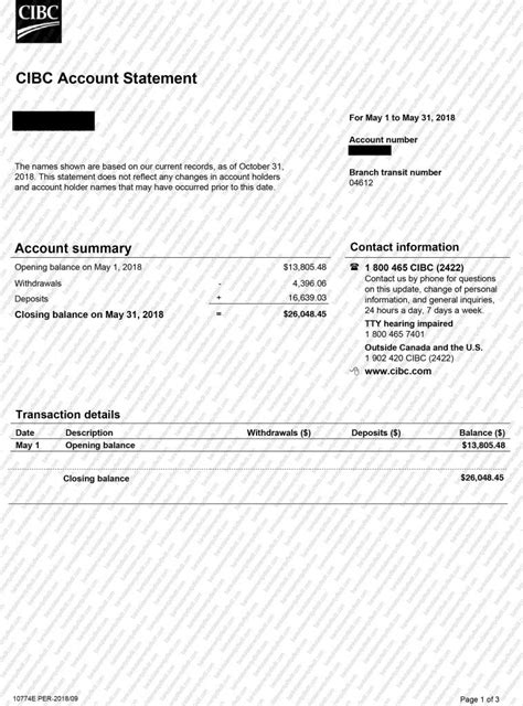 Sample Documents Canada Bank Of Montreal CIBC TD Bank