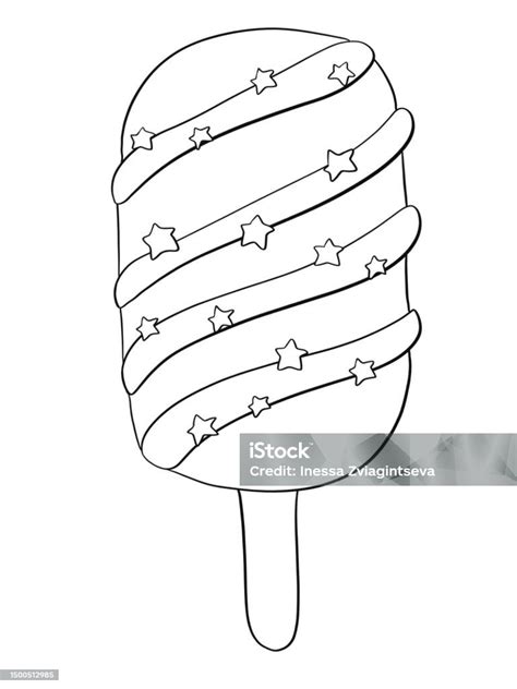 등고선 그림 스케치 스타일 아이스크림 별과 줄무늬 막대기에 메뉴 디자인 요소 엽서 광고 색칠 페이지 인쇄 및 표지 매체 갈색에 대한 스톡 벡터 아트 및 기타 이미지 Istock
