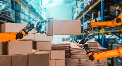 Premium Photo Smart Robot Arm System For Innovative Warehouse And Factory Digital Technology