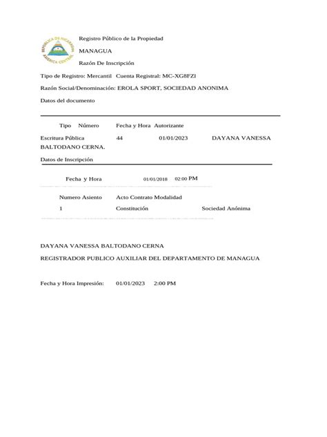 Registro Publico De La Propiedad Erola Sport 2024 Pdf