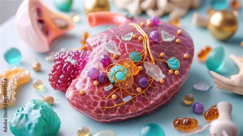 Cross Section Of The Liver Showing Detoxification Zones And Metabolic Pathways Detailed Anatomy