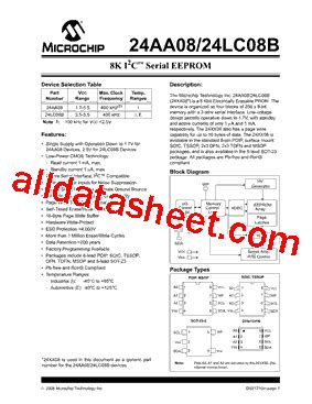 24LC08B Datasheet PDF Microchip Technology