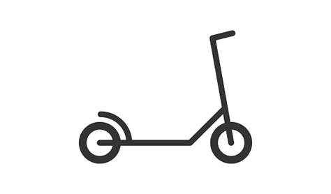 밝은 배경에 스쿠터 아이콘입니다 에코 교통 상징입니다 킥 스쿠터 배달 전기 스쿠터 건강한 라이프 스타일 윤곽선 평면 및 컬러 스타일 플랫 디자인 벡터 그림입니다 교통수단에