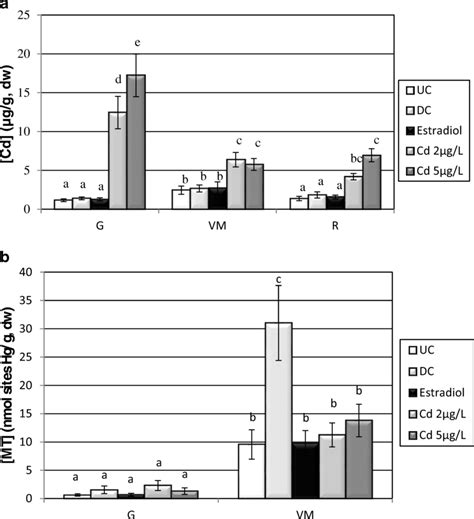 Cadmium Bioaccumulation A And Metallothionein Concentrations B In Download Scientific