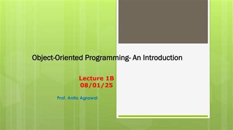 Lec 1b Intro To Object Oriented Programming Language Ppt