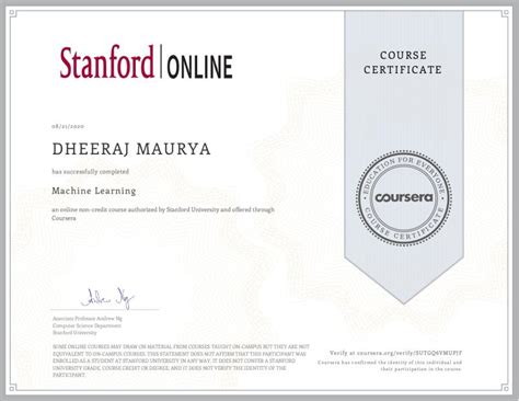 Dheeraj Maurya On Linkedin Gained A Certificate For Completing Machine