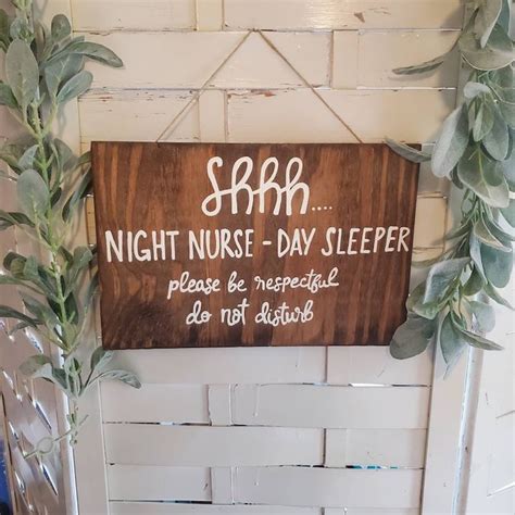 Night Shift Nurse Sleeping Wood Door Sign Do Not Disturb Sign Nurse
