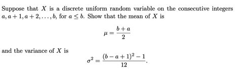 Solved Suppose That X Is A Discrete Uniform Random Variable